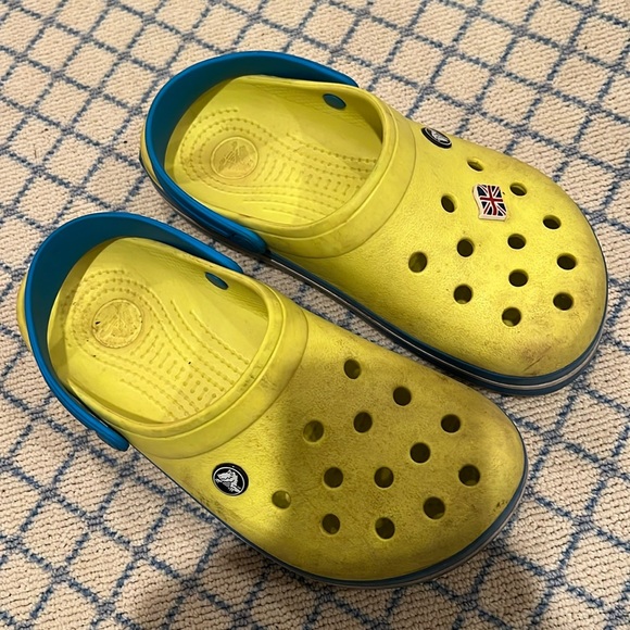 CROCS | Shoes | Crocs In Yellow With A Blue Stripe Around Bottom And A ...